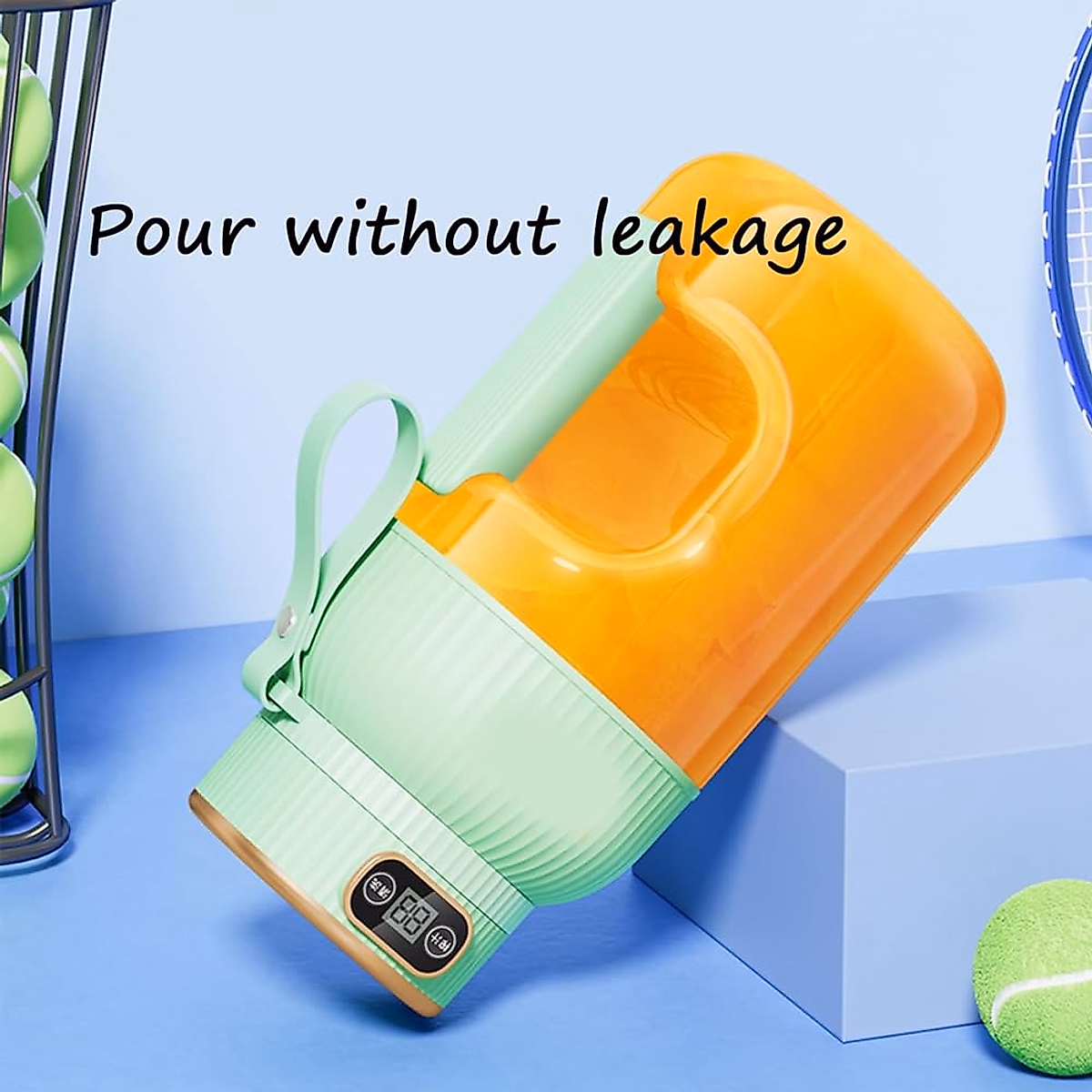 Ovidian Juicer Cup, The Ovidian Multifunctional Portable Juicer Cup with Digital Display, The Ovidian Portable Juicer, The Ovidian Portable Smoothie Blender On the Go (Blue, Single Cup+Single Lid)