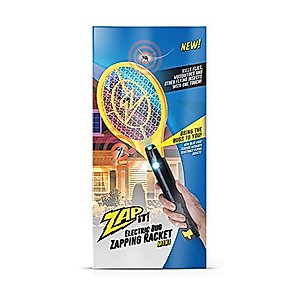 ZAP IT! Bug Zapper Rechargeable Bug Zapper Racket W/ Blue Light Attractant, 4,000 Volt, USB Charging Cable