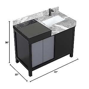 Lexora Home Zilara 42" Single Marble Top Bathroom Vanity with Gun Metal Faucet