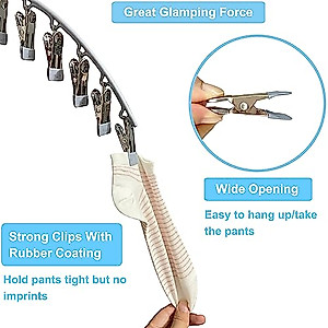 Pant Hangers with Clips, 20 Pack Metal Pants Hangers Space Saving Skirt Hangers for Women, Non Slip Adjustable Heavy Duty Clip Hangers for Pants, Jeans, Trousers, Skirts, Shorts, Socks