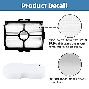 Filter Replacement for Shark HZ3002 HZ3000 Stratos Ultralight Corded Stick Vacuum, 2 HEPA Filters and 4 Pairs of Foam Filters, Replace Part XFFKHZ3000 XHFHZ3000