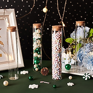 BENECREAT 10 Pack 80ml Flat Glass Test Tube with Cork Stopper Clear Mini Glass Bottles Jars for Lab, Wedding Party Favors, Candy, Spices, Beads