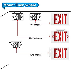 Litufine Ultra Slim LED Exit Sign, Red Letter Emergency exit Lights, 120V-277V Universal Mounting Double Face (1-Pack)