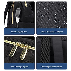 LOVEVOOK Extra Large Travel Laptop Backpack Women, 18 Inch Womens Work Backpack Purse, Waterproof Anti-theft Travel Back Pack with USB Charging Port for College Teacher Nurse, Black