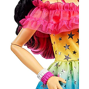Barbie Large Doll with Black Hair, 28 Inches Tall, Rainbow Dress and Styling Accessories Including Shooting Star Handbag