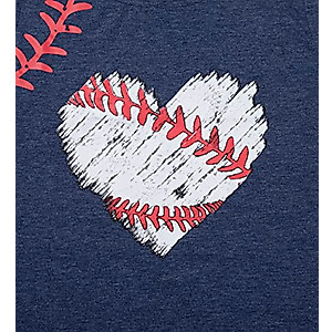 Baseball Tank Tops Women Baseball Heart Print Shirt Funny Play Ball Tank Casual Sleeveless Vest Summer Graphic Tee Top Blue