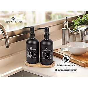 TIDY KITCHEN Premium Glass Soap Dispenser with Stainless Steel Pump, Sleek Design, Durable for Liquid Dish and Handwashing