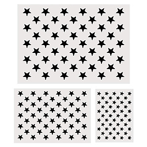 Koogel 3 Sizes 50 Star Stencil, Plastic Star Stencil Template for Flag DIY Drawing Painting Craft Projects, American Flag Projects