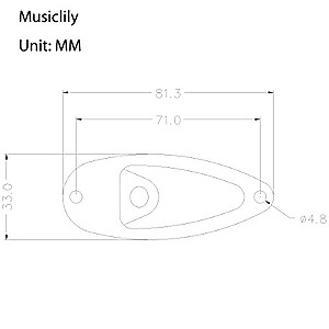 Musiclily Boat Style Strat Jack Plate for Fender Stratocaster Electric Guitar Replacement, Chrome(Pack of 2)