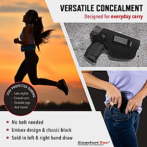 ComfortTac Gun Holster for Men & Women - Right-Handed, Extra Small (Size 1) Concealed Carry Holster - Wear Inside (IWB) or Outside (OWB) The Waistband - Gun Accessories