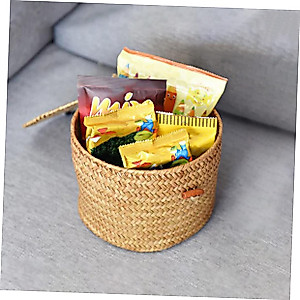 NOLITOY Bread Rattan Basket 2pcs Storage Box with Lid Seaweed Decorations To Weave Clamshell Woven Fruit Basket