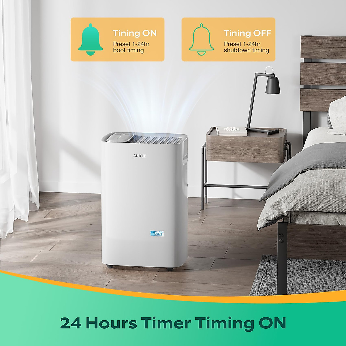 52 Pints Energy Star Dehumidifier, 4500 Sq.Ft Dehumidifier for Basement and Home, Large Room Dehumidifiers with Drain Hose & Water Tank, 24H Timer, Auto Defrost, Dry Clothes - 2024 Energy Star