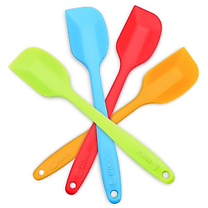 Silicone Spatula 4-piece Set, Heat-Resistant Spatulas, Non-stick Rubber Spatulas with Stainless Steel Core