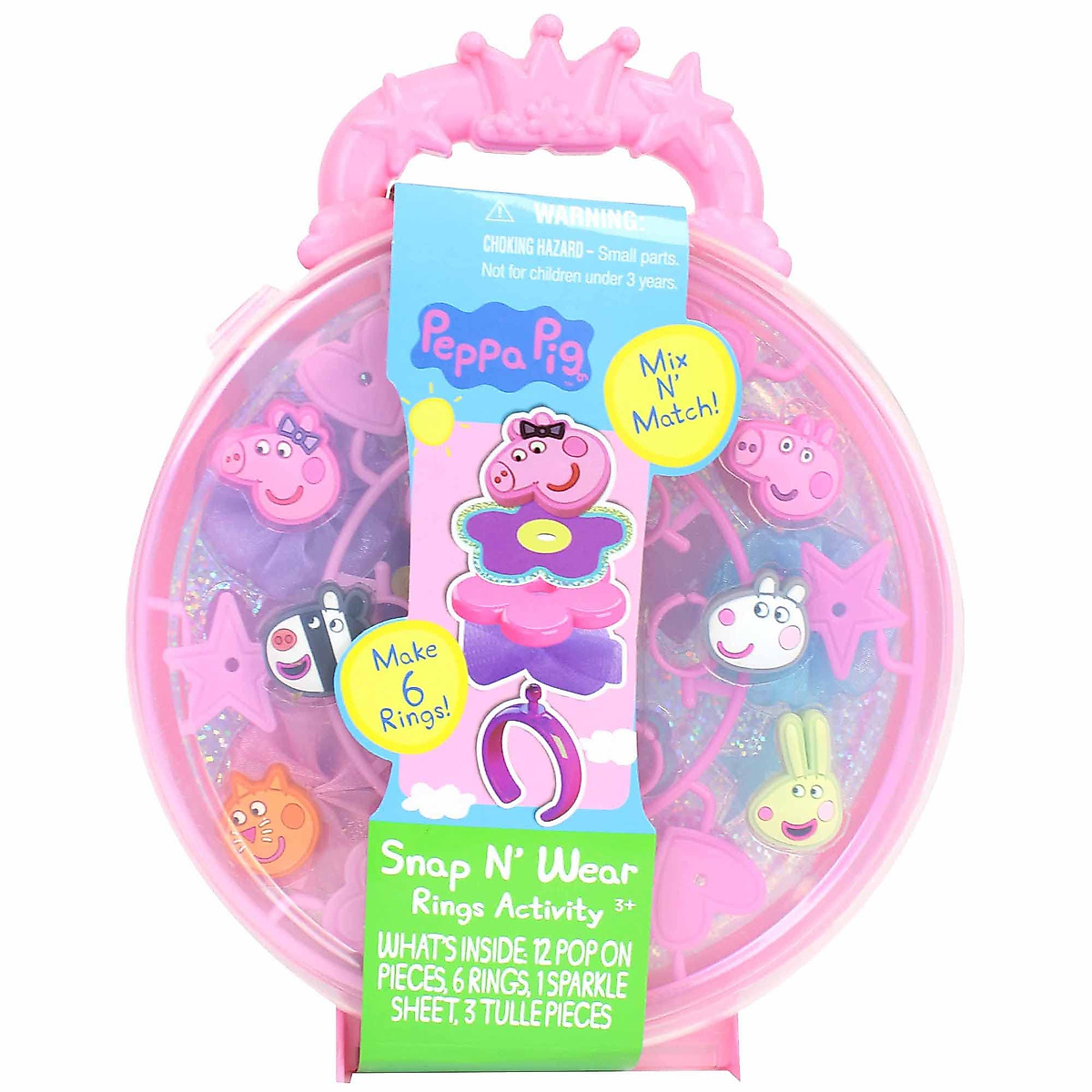 Tara Toys Peppa Pig Snap N' Wear Activity Rings Set, DIY Jewellery Kit for Kids, 3+ Years