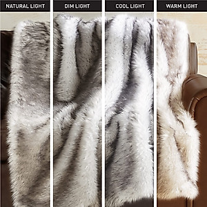 Hyde Lane Long Pile Faux Fur Throw Blanket, Luxury Fluffy with Black Tipped Throws for Home Couch Sofa Decor, Fuzzy Plush Blankets for Women, Direwolf (50x60)