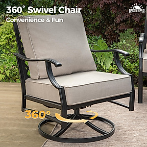 SUNSHINE VALLEY Patio Furniture Set, Modern Metal Outdoor Patio Furniture, 3 Seater Sofa, 2 Swivel Chairs, 2 Ottomans and 5.75" Extra Thick Cushion, Patio Conversation Set for Garden Backyard Deck