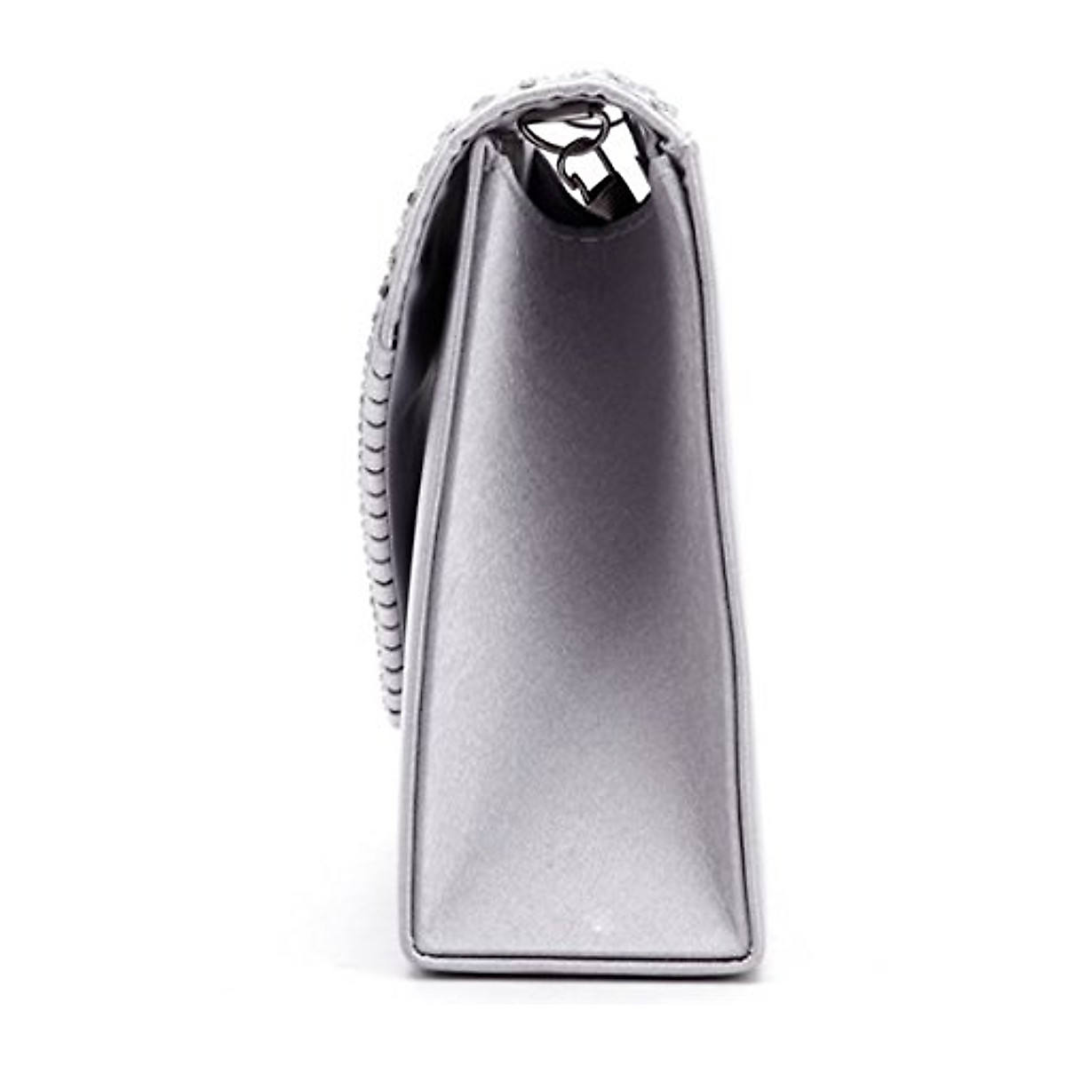 Nodykka Women Evening Envelope Rhinestone Frosted Handbag Party Bridal Clutch Purse Shoulder Cross Body Bag, Silver