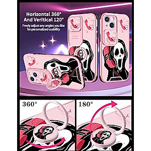 Goocrux for iPhone 13 Case Skull Skeleton for Women Girls Cute Girly Phone Cover Cool Funny Gothic Design with Slide Camera Cover+Ring Holder Teen Cases for iPhone13 6.1''