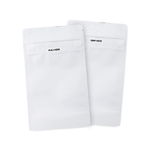 Loud Lock Mylar Bags Child Resistant Grip N Pull 1/4 Ounce All White - 100 Count 6.7" x 4" 6mill Thickness - Mylar Bags For Food Storage - Resealable Bags - Smell Proof Bags