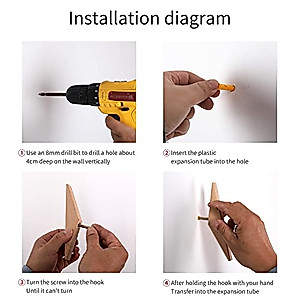 FDHUIJIA Wood Wall Hooks, 6Pack Coat Hooks Wall Mounted | Rustic Wooden Hooks Heavy Duty Robe Hook Hat Rack (Beech)