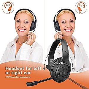 EKSA Noise Cancelling Trucker Bluetooth Headset with Microphone Wireless AI-Powered ENC Headphones, 99ft Long Wireless Range, 30H of Talk Time, All-Day Comfort On Ear Trucker Headsets with Mute Button