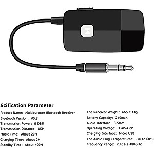 iDIGMALL Advanced Bluetooth 5.3 Receiver for Home Stereo HIFI Music Streaming, Mini Wireless Audio Adapter for Car Speaker with 3.5mm RCA Aux Jack, 20 Hours Playtime, Easy to Slide ON/OFF, Multi-Point