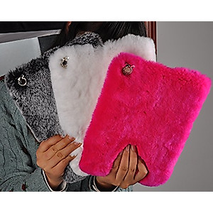 Case for 2017/2015 iPad Pro 12.9",Handmade Diamond Furry Fuzzy Luxury Bling Fluffy Winter Warm Soft Rabbit Fur Plush Cover Case for iPad Pro 12.9" 2017/2015 (1st & 2nd) (Purple)