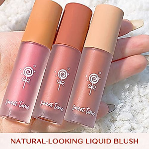 Matte Liquid Cream Blush Makeup Lightweight - Velvet Mousse Texture, Breathable Feel, Sheer Flush Of Color, Natural-Looking, Blush Stick for Cheek, Advanced Hazy Feeling(#01#02#03)