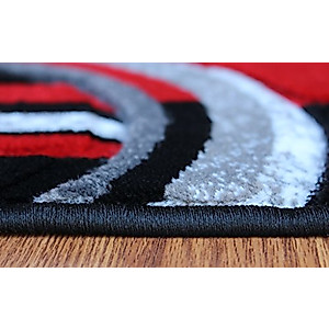 Masada Rugs, Sophia Collection Hand Carved Area Rug Modern Contemporary Red Grey White Black (2 Feet X 3 Feet 4 Inch) Mat