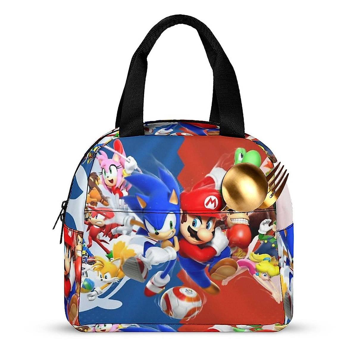 DINIBTU Kids School Lunch Box, Reusable Cute Lunch Bag Insulated Kids Cooler Tote Bag Multi-functional for Teen Boys Girls