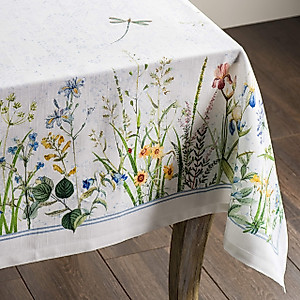 Maison d' Hermine Table Cover 100% Cotton 54"x72" Decorative Tablecloth Washable Rectangle Tablecloths, Dining, Home, Wedding, Banquet, Buffet, Fleurs De Mai - Spring/Summer