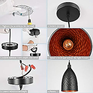 Pendant Light Black Metal Farmhouse Lighting Industrial Vintage for Kitchen Island Living Dinning Room Restaurant Cafe Bar Lighting