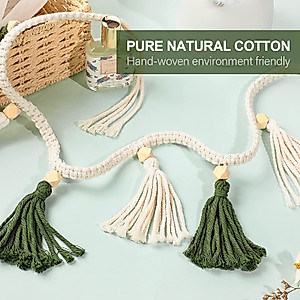 4 Pieces Macrame Woven Tassel Garland Decorative Tassels Banner Woven Tassel Hanging Garland Boho Tassel Wall Garland for Home Nursery Garden Classroom Decoration, 37.4 Inch