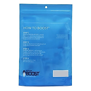 Integra Boost 62% RH Level - 8 Gram Size - Two-Way Humidity Control Pack - Includes Replacement Indicator Cards - Food Storage & Herbs Moisture Balancer for Up to 1oz (Pack of 6)