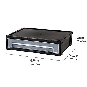 IRIS USA Medium Desktop Stacking Drawer, 6-Pack, Sliding Plastic Drawer Storage Container for Stationery Art Craft Supplies Fabric Tools Kitchen Pantry Office and Garage Organization, Black