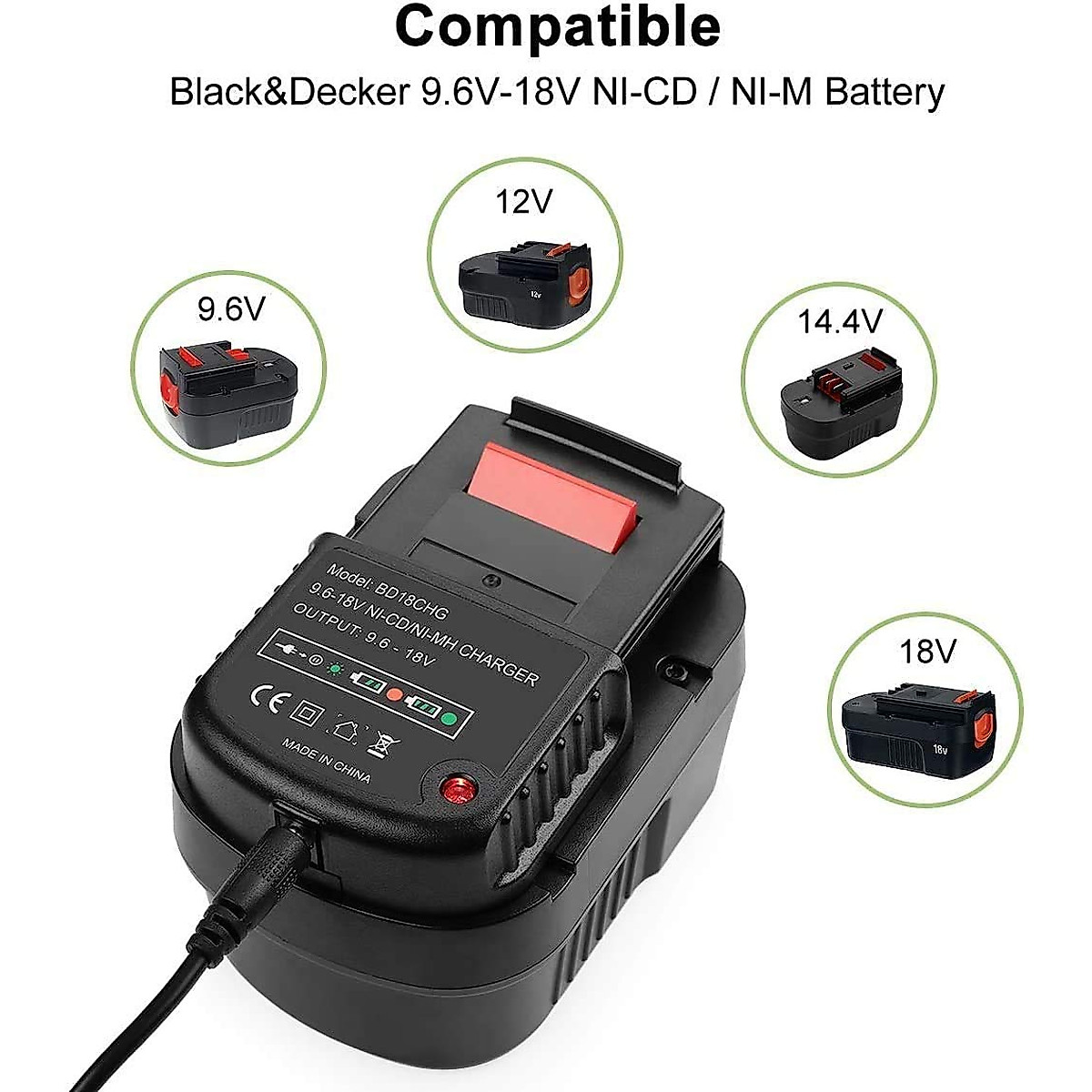 Powilling 6.0Ah 18V Lithium HPB18 Battery Compatible with Black and Decker HPB18 HPB18-OPE 244760-00 A1718 FS18FL FSB18 Firestorm Battery Black and Decker 18 Volt Battery Include Charger