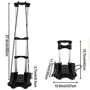 HOIGON Folding Hand Truck, 80lbs Capacity Portable Aluminum Folding Luggage Cart with 2 Wheels, 2 Bungee Cords for Moving, Shopping, Travel, Black