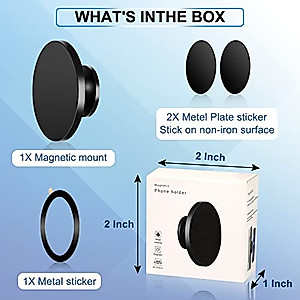 Aerbeis Gym Magnetic Phone Holder Adapter - Double Sided Magnetic Phone Mount Compatible with MagSafe iPhone 14 13 12 Pro Max Plus Mini, 360° Adjustable Holder for Any Phone Video Recording