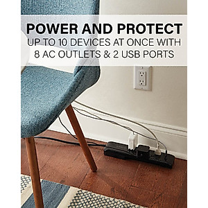 SANUS Surge Protected Power Strip - 8 Outlets & 2 USB Ports