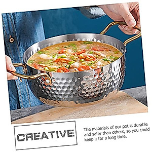 YARNOW 2pcs Korean Ramen Pot Cooking Pan with Lid Stainless Steel Saucepan Korean Pot Instant Noodles Pot Ramen Pot for Cooking Stainless Steel Silver Stew Pot Cookware Practical Pot Milk