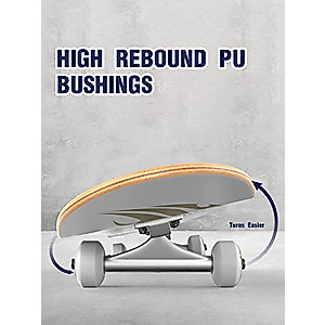 M Merkapa 31"x8" Skateboard for Adults Teens Youths Kids Beginners, 8 Layer Canadian Maple Double Kick Deck Concave Fit for Skateboarding, Cruising, Carving, Tricks (with T Tool)