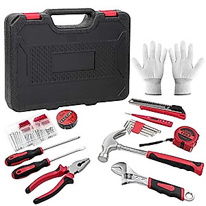 68 Pieces Tool Set,Tool Kit For Home With Storage Case (Black Red)