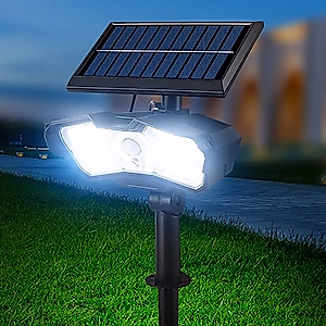 Oumefar Solar Landscape Spotlights, Multi Angle Lighting Adjustable Waterproof Bright Solar Flood Lights Auto Induction for Lawn (ASTEY-KXK-600-128COB)