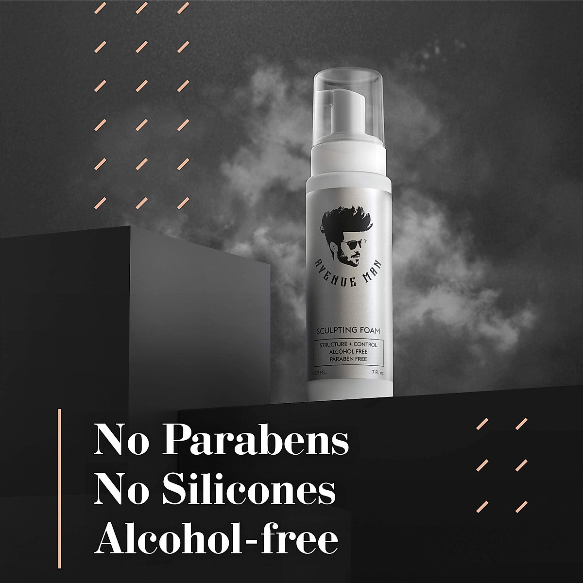 Avenue Man Sculpting Foam for Men (7oz) - Firm Hold Volumizing Hair Mousse with Herbal Extracts Styling Hair Products - Alcohol and Paraben Free - Hair Volumizer