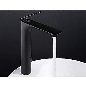 WOOWSHINE Kitchen Taps Kitchen Tap Kitchen Tap Bathroom Faucet Black Solid Brass Bathroom Solid Basin Mixer Tap Hot & Cold Bath Single Handle Sink Waterfall Taps,Sink Faucet, ki-635