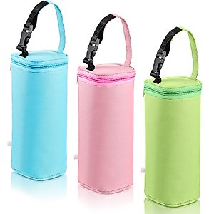 3 Pack Insulated Baby Bottle Bags Breastmilk Cooler Bag Portable Travel Baby Bottle Bag Thermal Insulated Bottle Bag Daycare Baby Bottle Holder Tote for Newborn Toddler Green Blue Pink