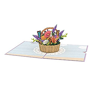 Lovepop Flower Basket Pop Up Card, 5x7 – 3D Card for Mom, Card for Wife, Paper Flower Card, Thank You Card, Thinking of You, Appreciation Card