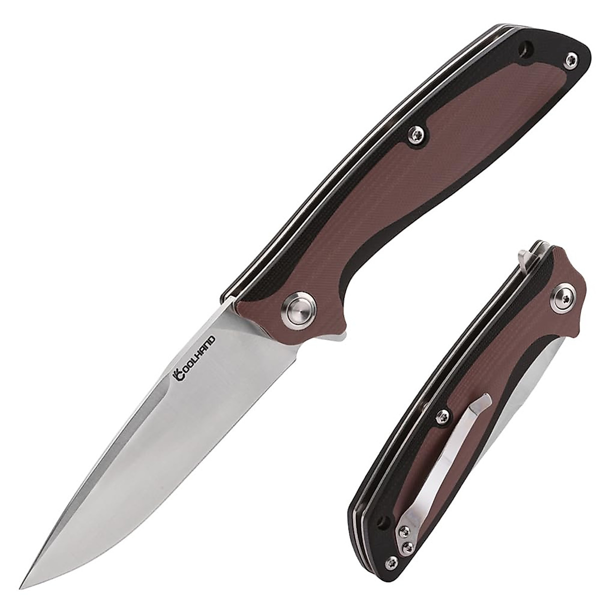 Cool Hand EDC Folding Knife with Clip, 4.6" Closed Ball Bearing Flipper Pocket Knives with Liner Lock, D2 Blade with Two-tone Micarta Handle