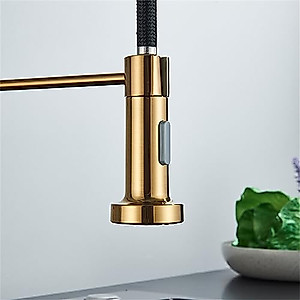 Brushed Gold Kitchen Faucet Pull Down 2-Way Spray Single Handle Hot Cold Water Mixer Tap 360 Rotation Mixer Tap