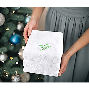 Quera 2 Pack Merry Whatever Christmas Hand Towels 100% Cotton Funny Embroidered Premium Luxury Decor Bathroom Decorative Dish Towels Set for Drying Cleaning Holiday Towels Gift Set 13.7'' x 29.5''